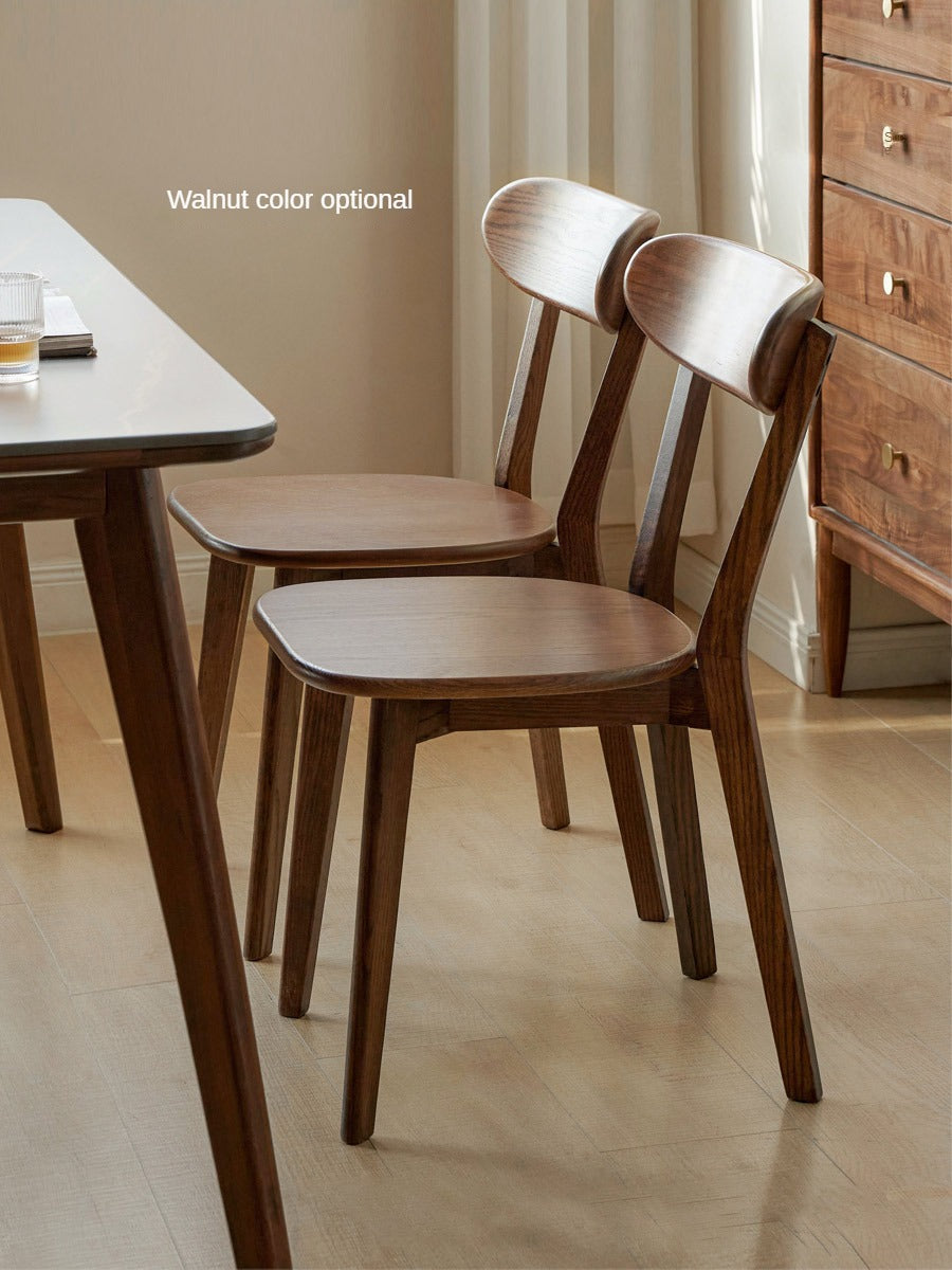 Oak solid wood curved backrest dining chair: