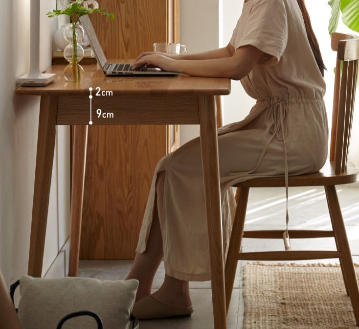 Oak solid wood Office desk spindle-shaped slanted legs: