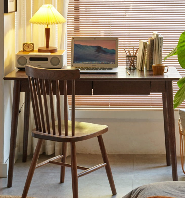 Oak solid wood Office desk spindle-shaped slanted legs: