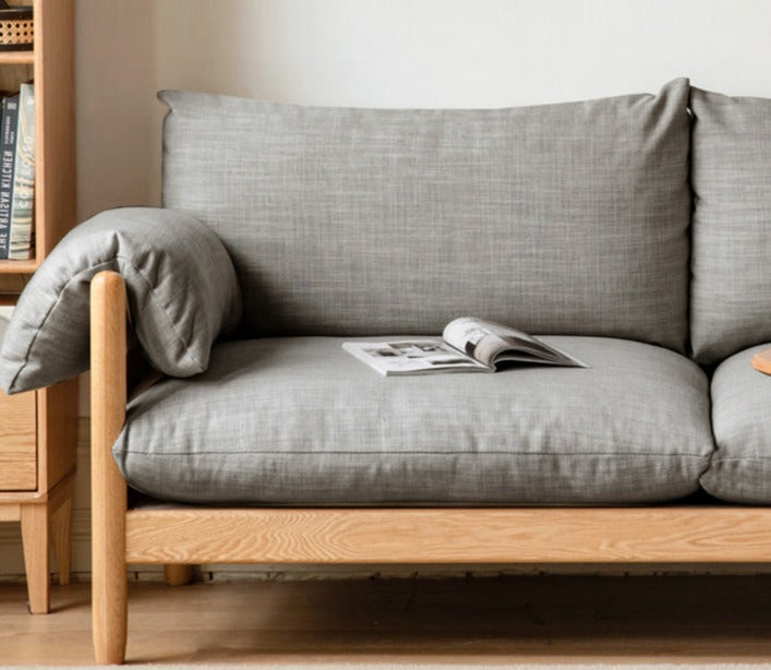 Oak solid wood fabric sofa)