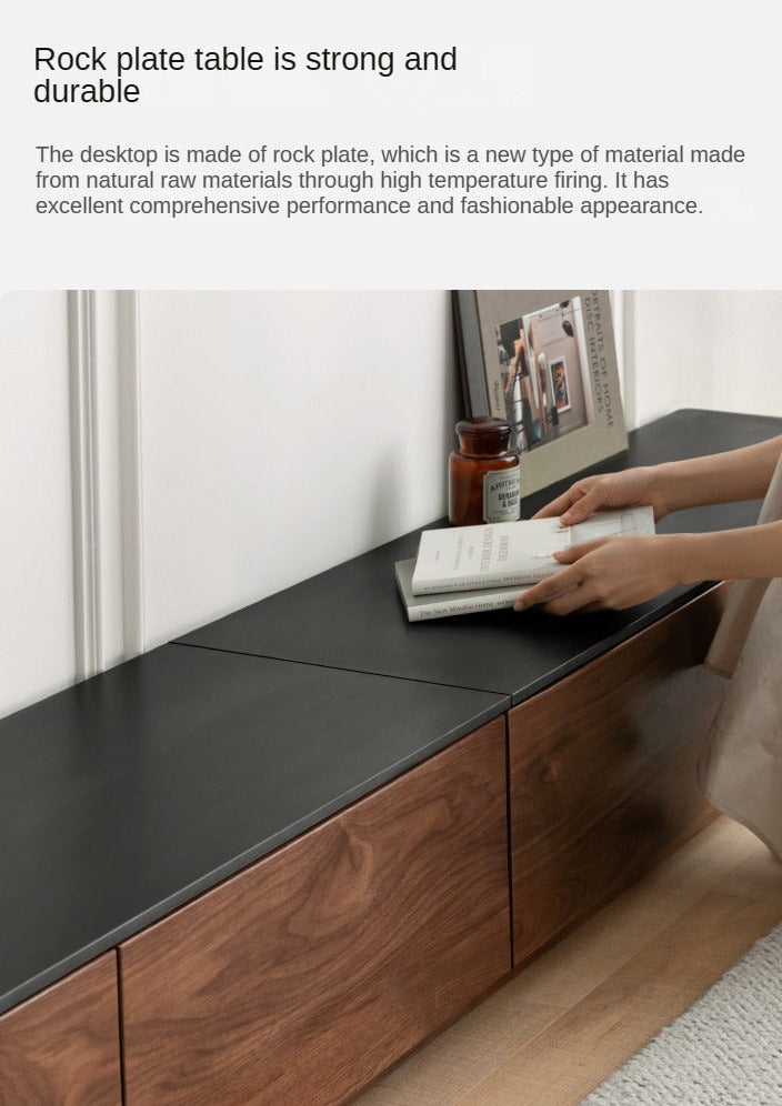 Black Walnut solid wood TV stand rock slab=