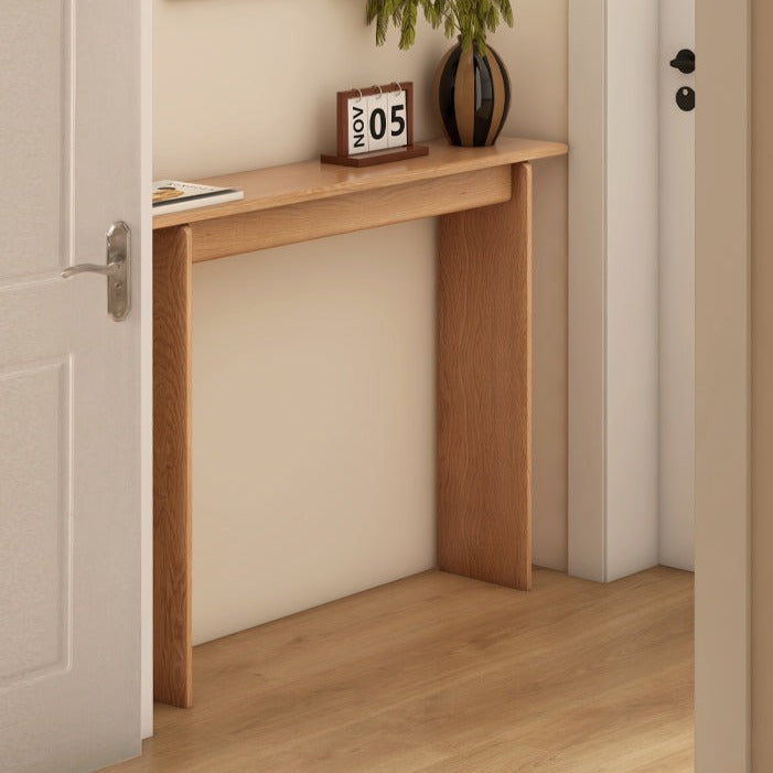 Oak solid wood entrance table corridor wall strip case ultra-narrow table: