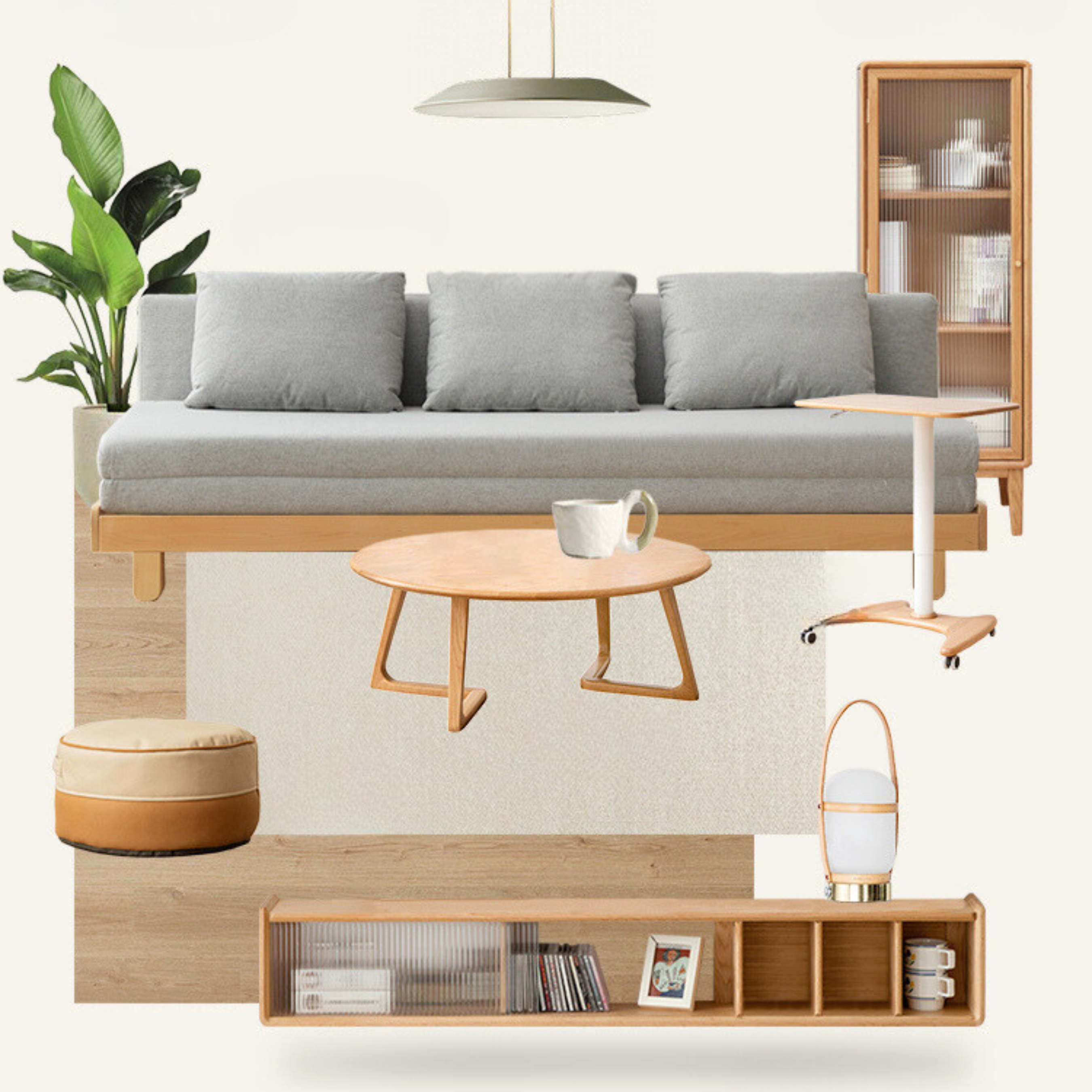 Oak solid wood Standing desk lifting movable Side Table