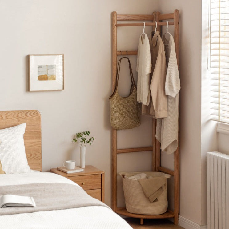 Oal solid wood corner hanger rack-