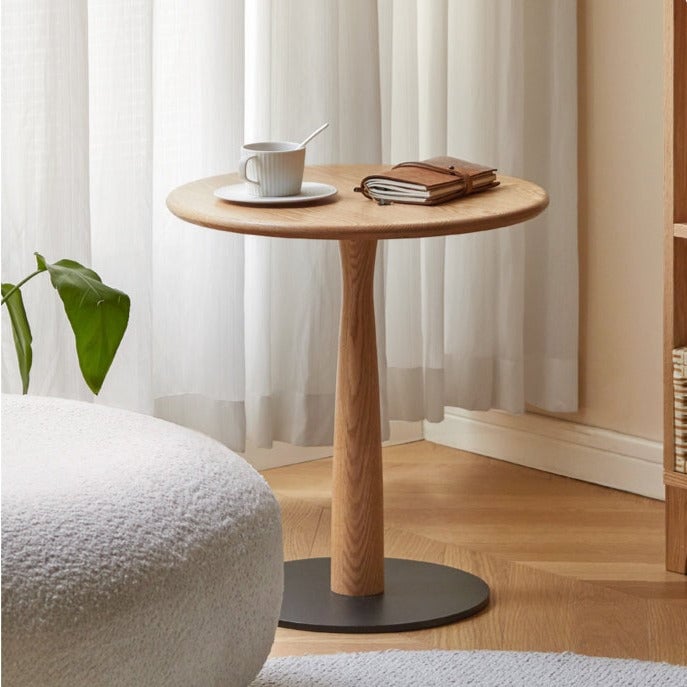 Oak, Black walnut, Cherry Solid Wood Round Side Table Modern