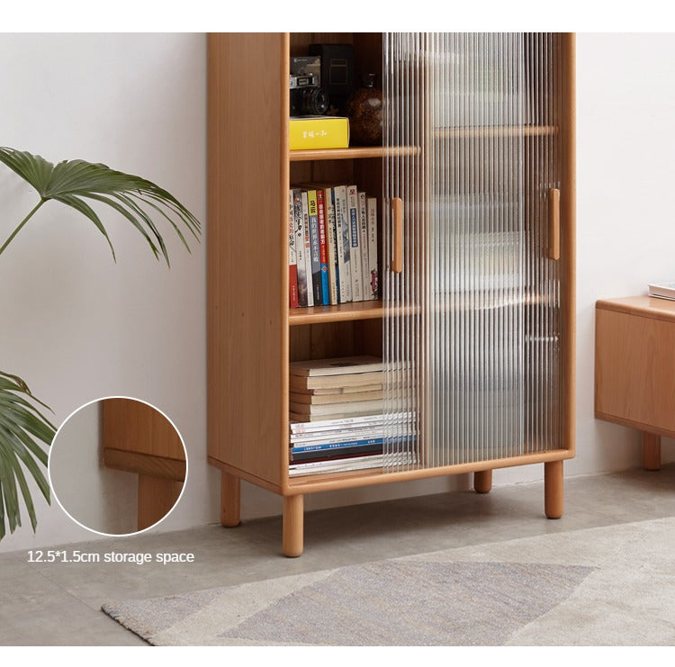 Beech solid wood Sliding Door side cabinet-