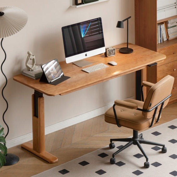 Cherry Wood Electric Elevating Desk)