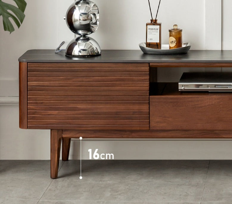 Black Walnut solid wood slate TV stand: