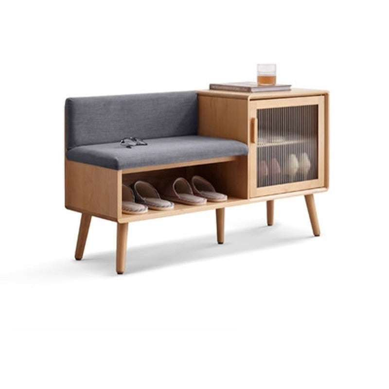 Beech solid wood shoe changing stool multifunctional with cabinet: