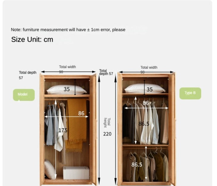 Oak solid wood Wardrobe