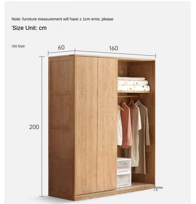 Oak solid wood Sliding door wardrobe: