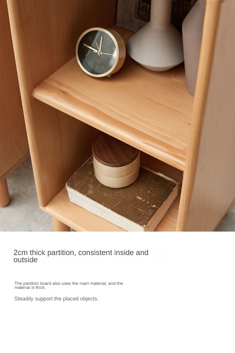 Beech solid wood Small bookshelf side cabinet-