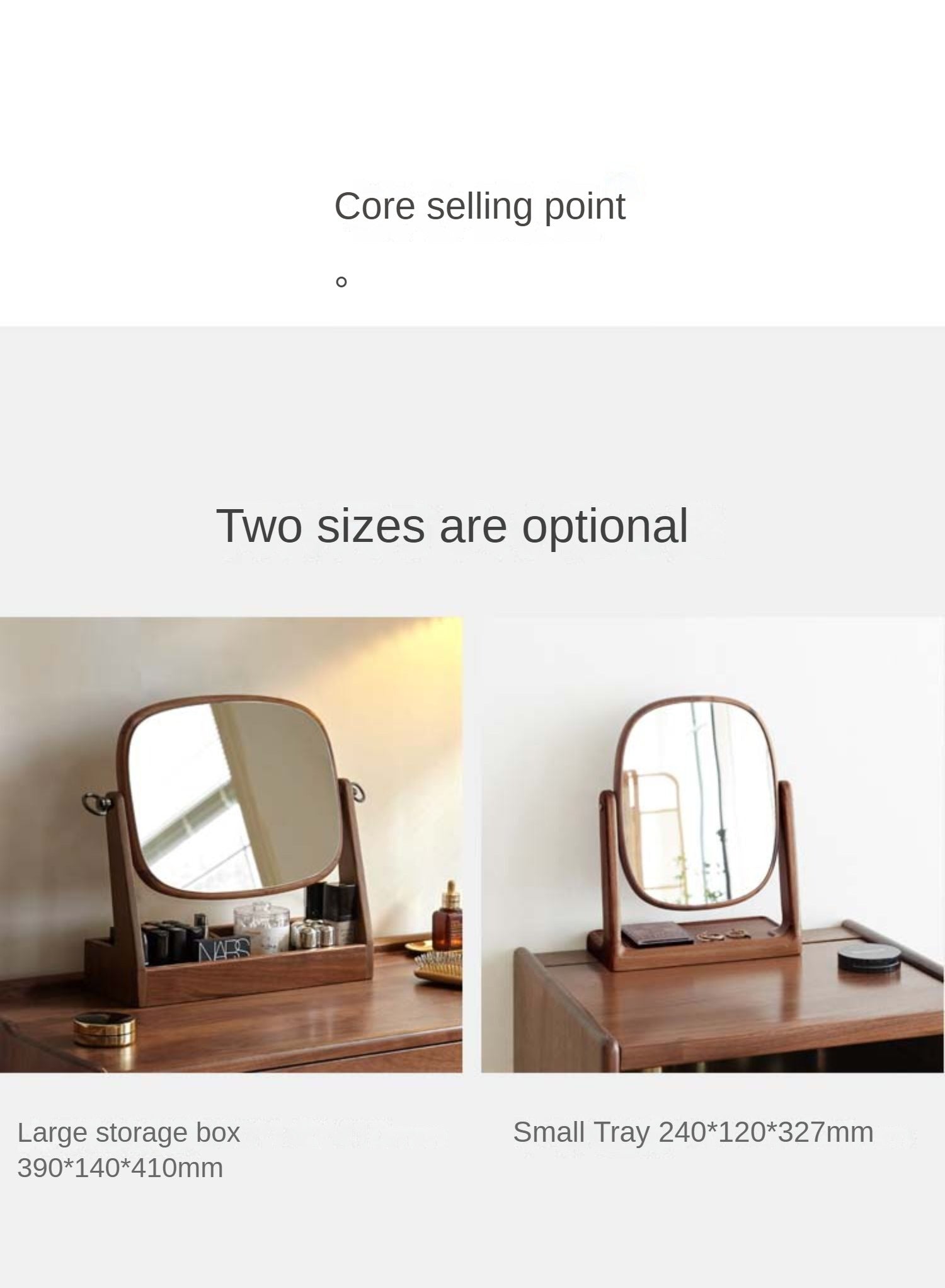 Black walnut solid wood makeup mirror storage box degree rotation*