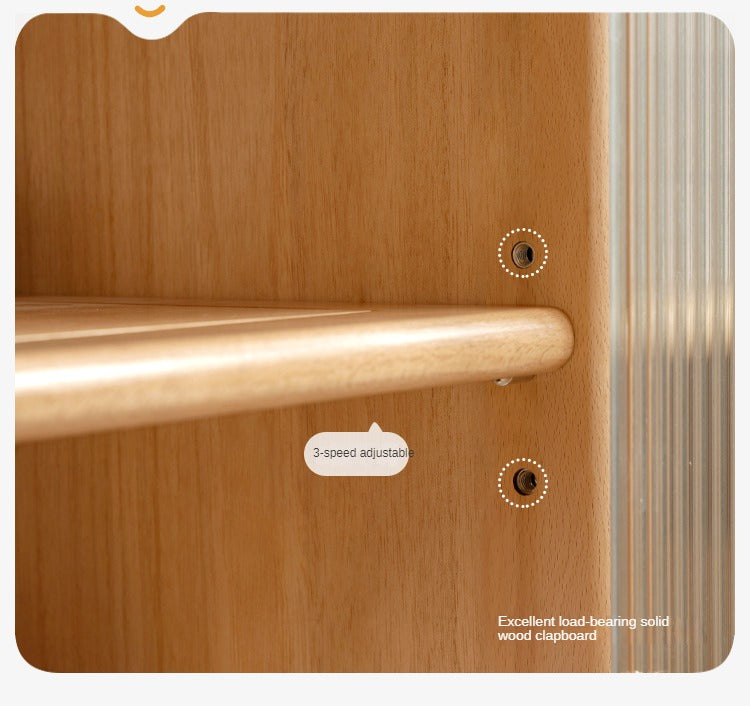 Beech solid wood Sliding Door side cabinet-