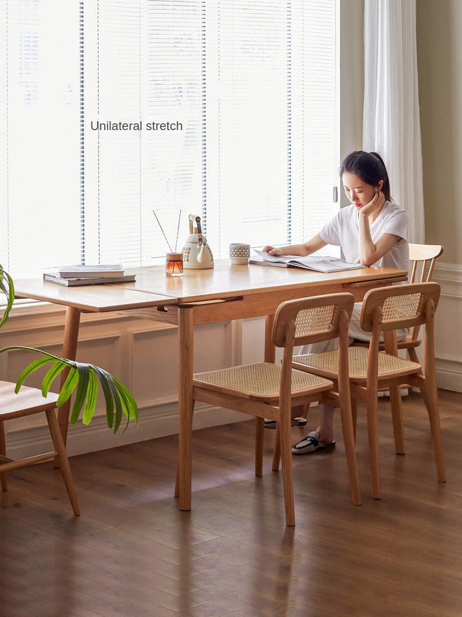 Oak solid wood Retractable dining table large tabletop