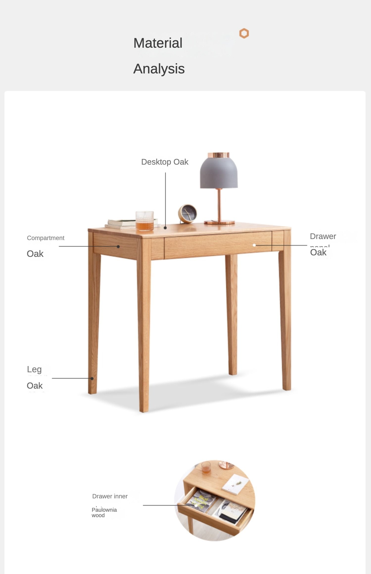 Oak solid wood Small desk