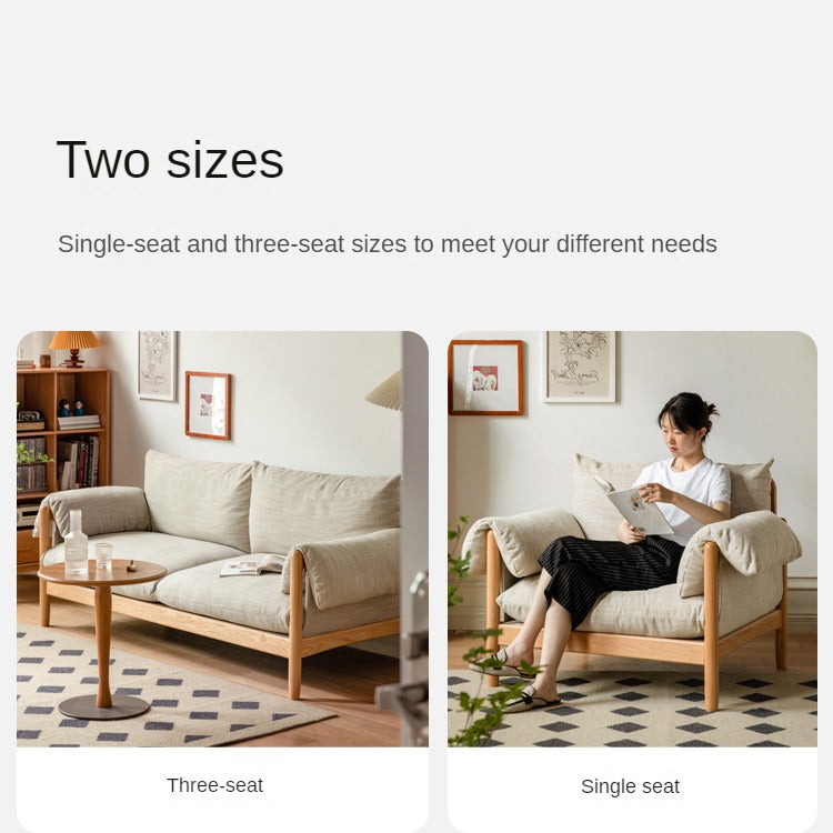 Oak solid wood fabric sofa)