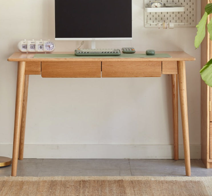 Oak solid wood Office desk spindle-shaped slanted legs: