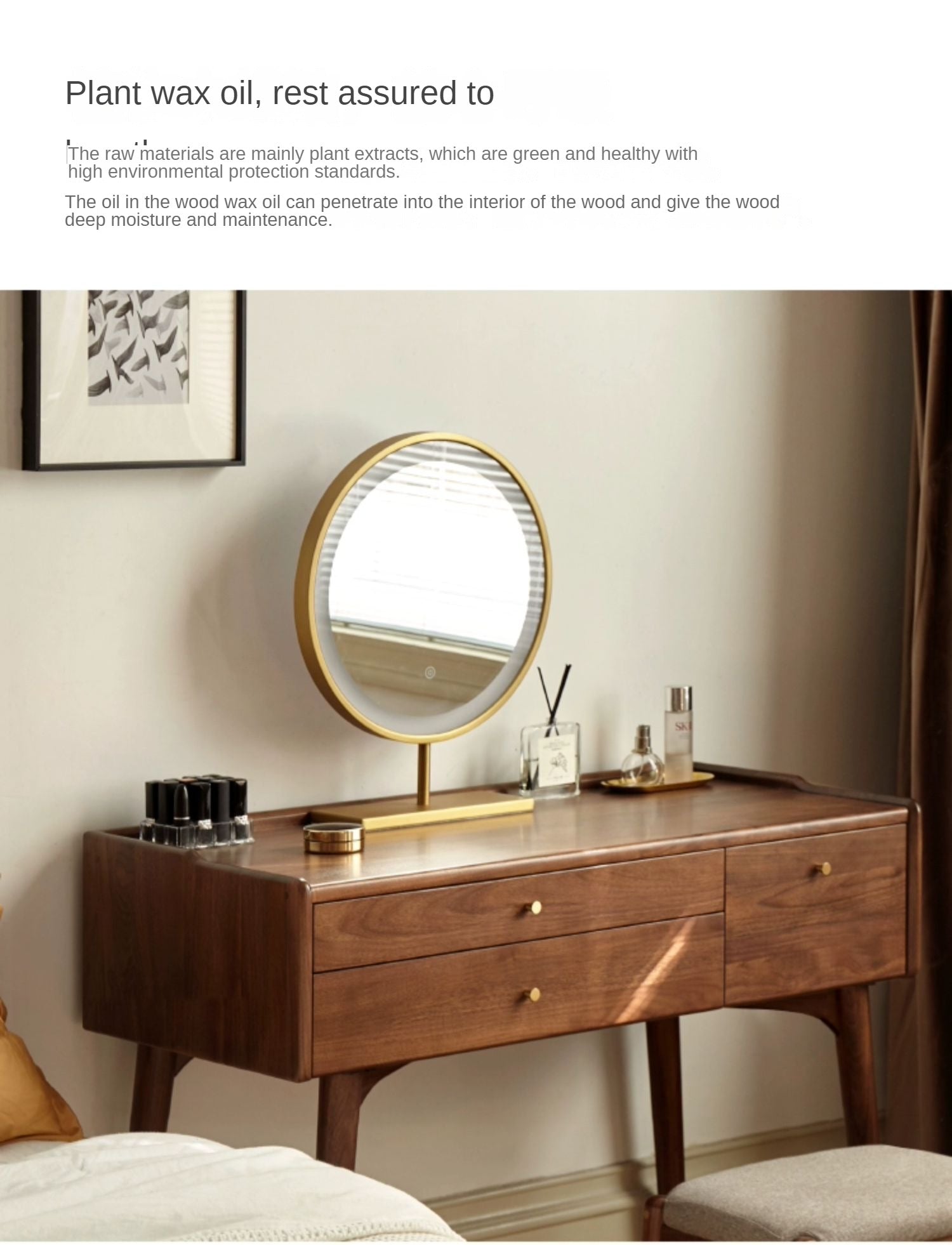 Black Walnut , Ash solid wood Dressing table: