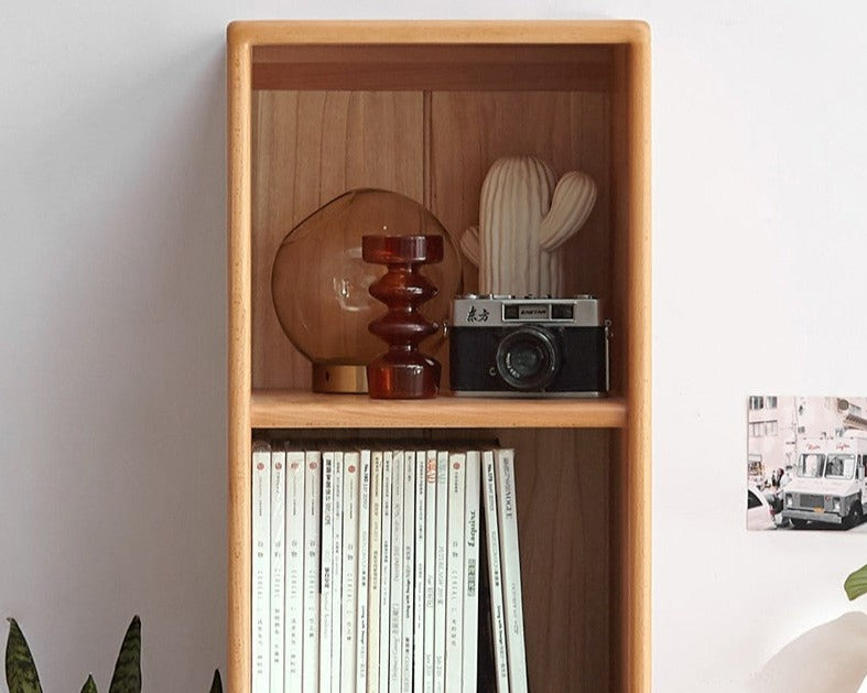 Beech solid wood Small bookshelf side cabinet-