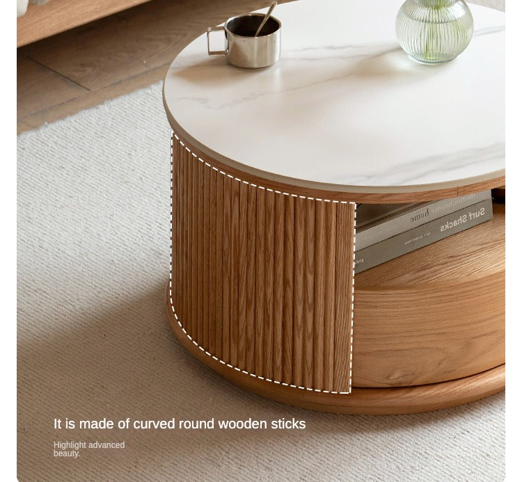 Oak solid wood Rock plate coffee table