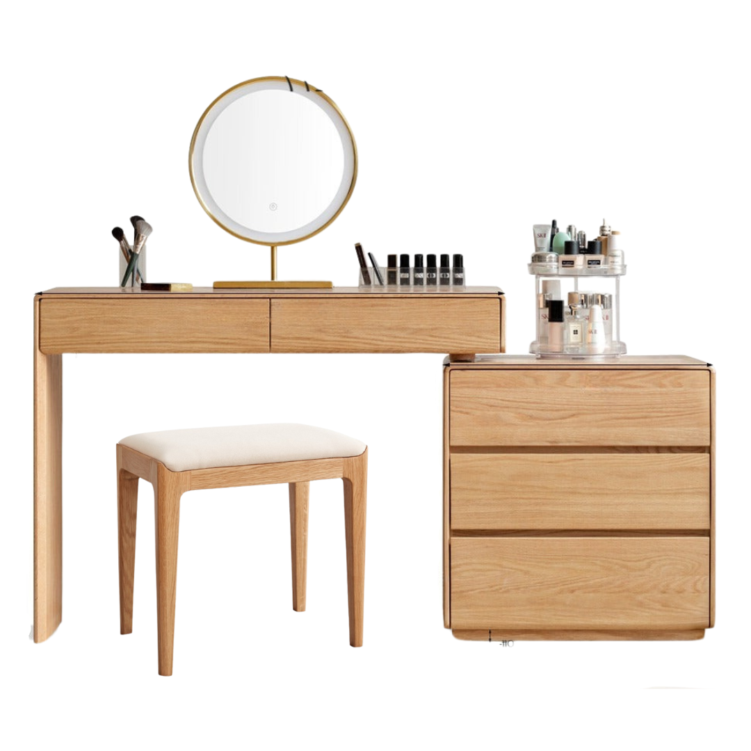 Oak solid wood dressing table storage cabinet retractable:
