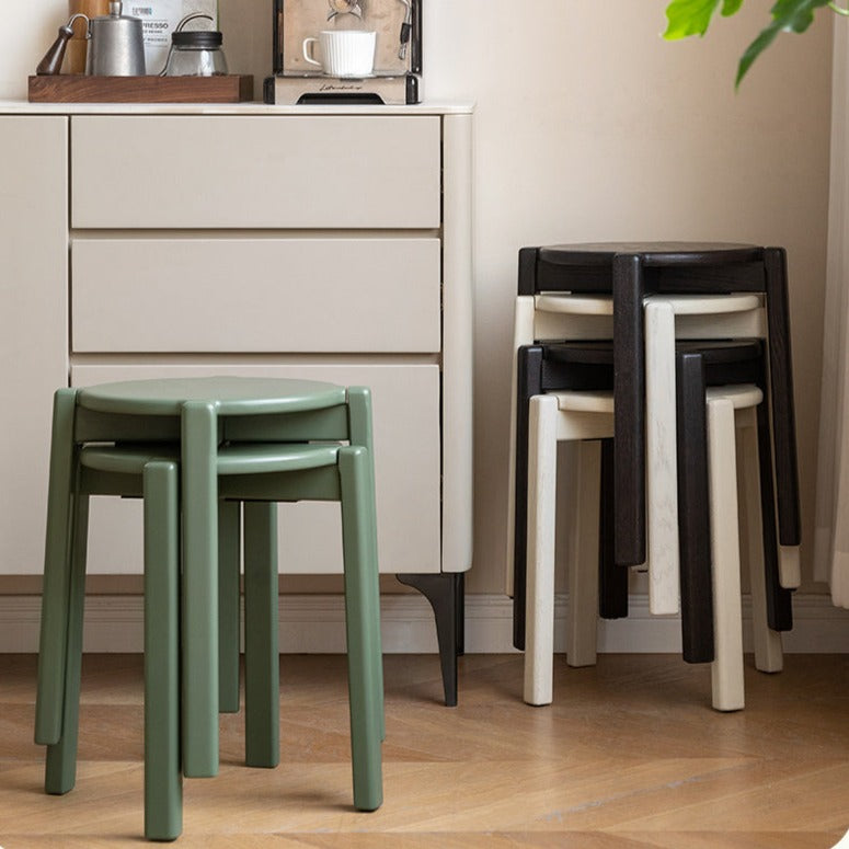 Oak solid wood stacking stool