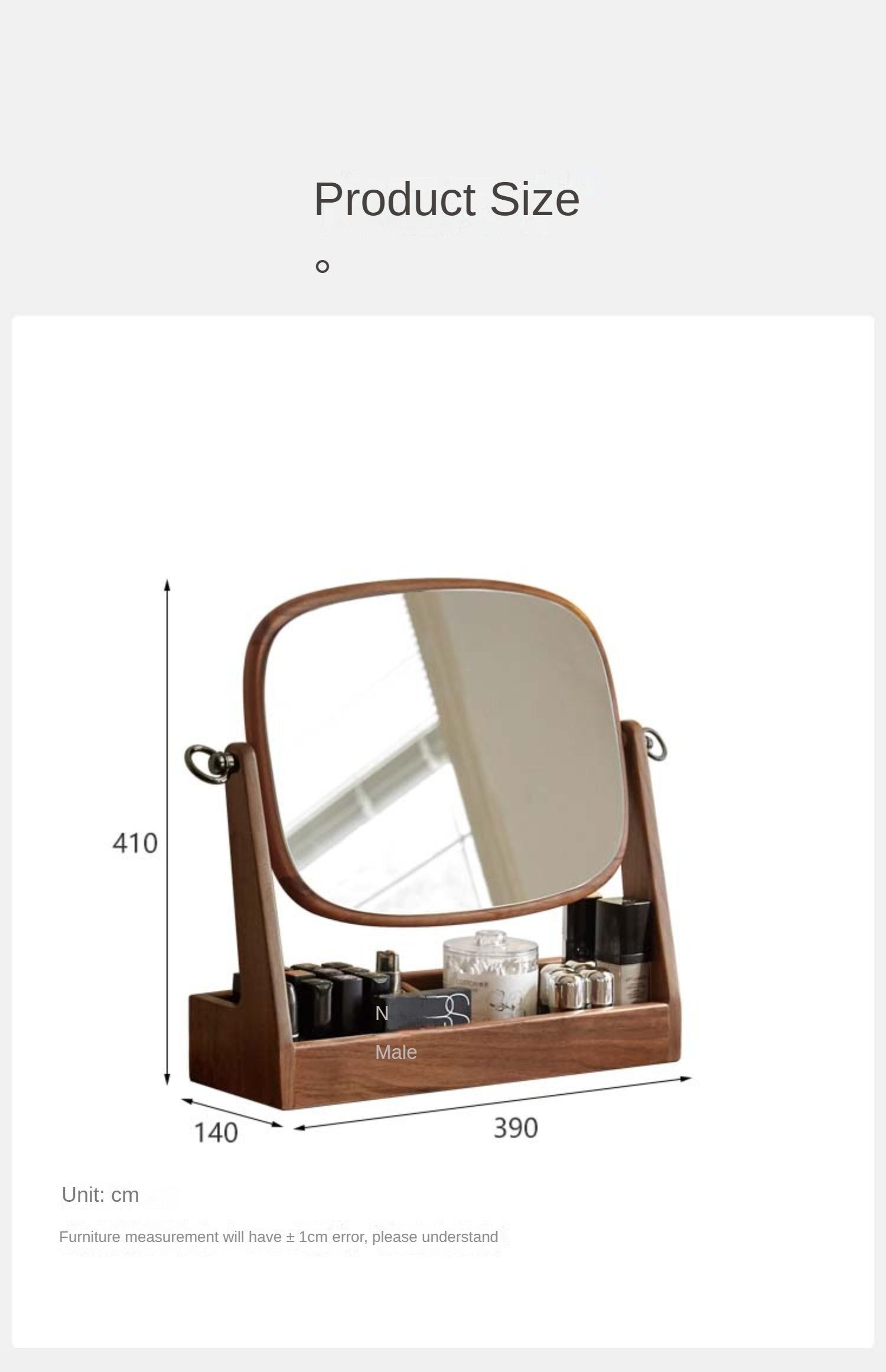 Black walnut solid wood makeup mirror storage box degree rotation*