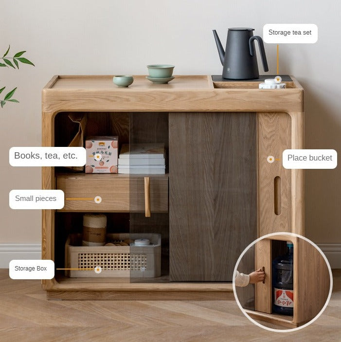 Ash,Oak solid wood Tea making side cabinet, side table:
