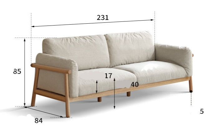 Oak solid wood fabric sofa)