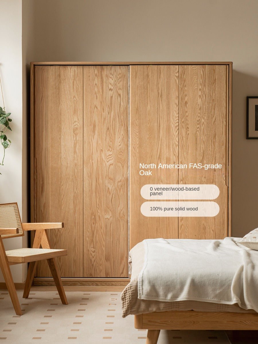 Oak solid wood Sliding door wardrobe: