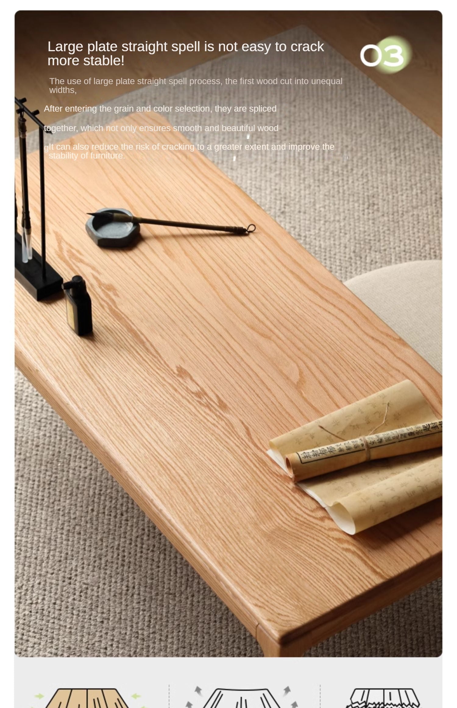 Oak, Black Walnut solid wood Japanese style coffee table