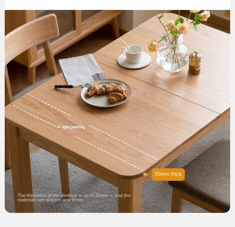 Oak solid wood telescopic folding dining table