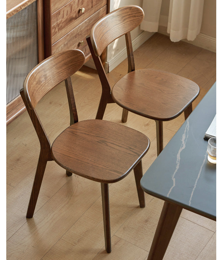 Oak solid wood curved backrest dining chair: