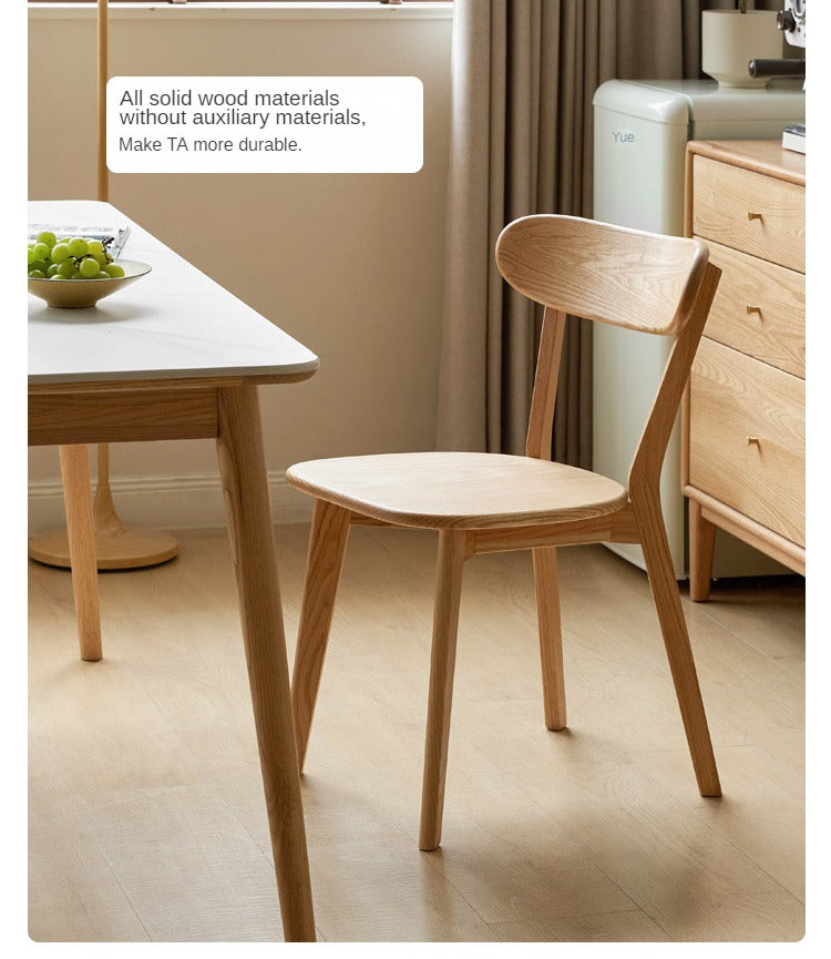 Oak solid wood curved backrest dining chair: