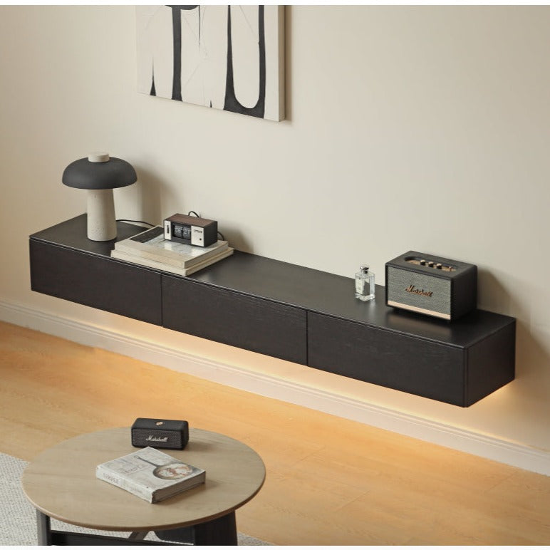Oak solid wood suspended TV stand modern=