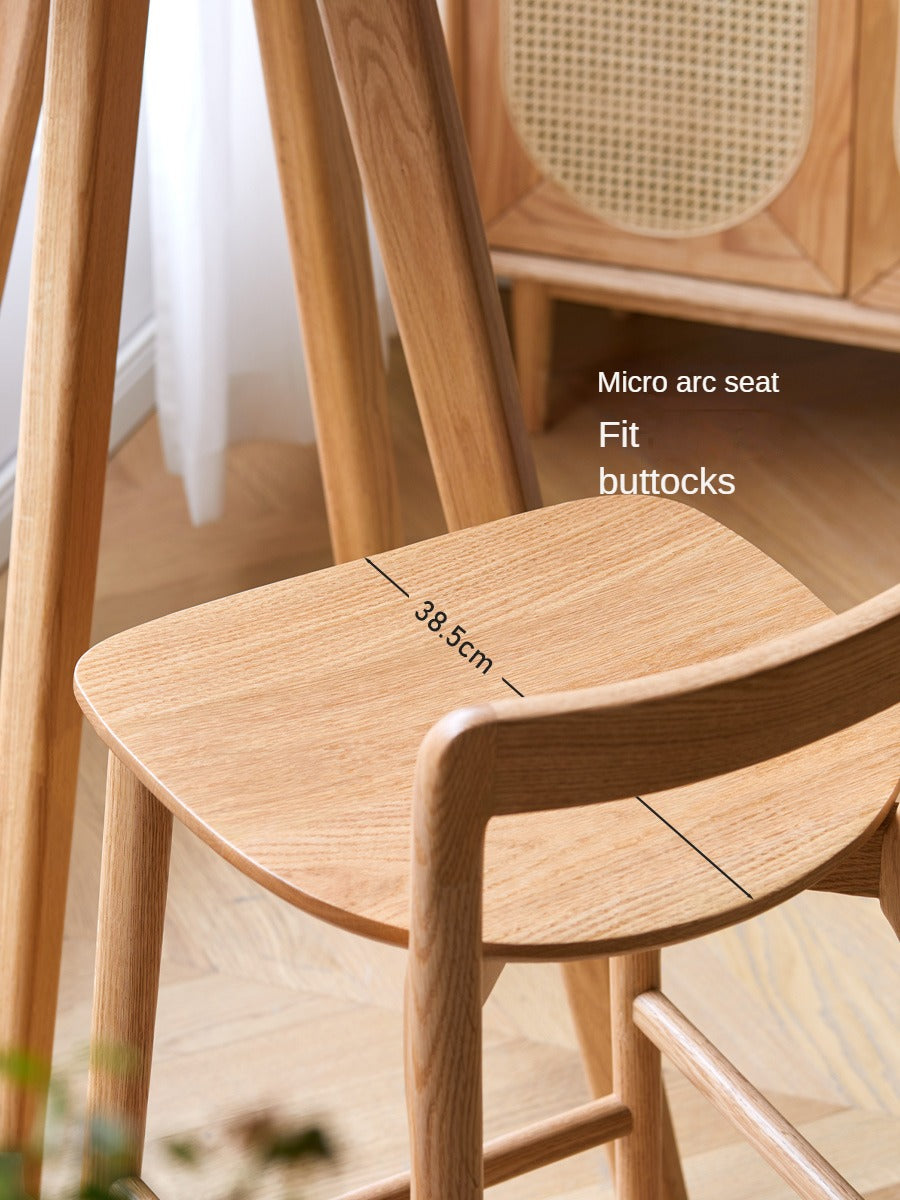Oak Solid Wood Bar Chair, High Foot Chair"