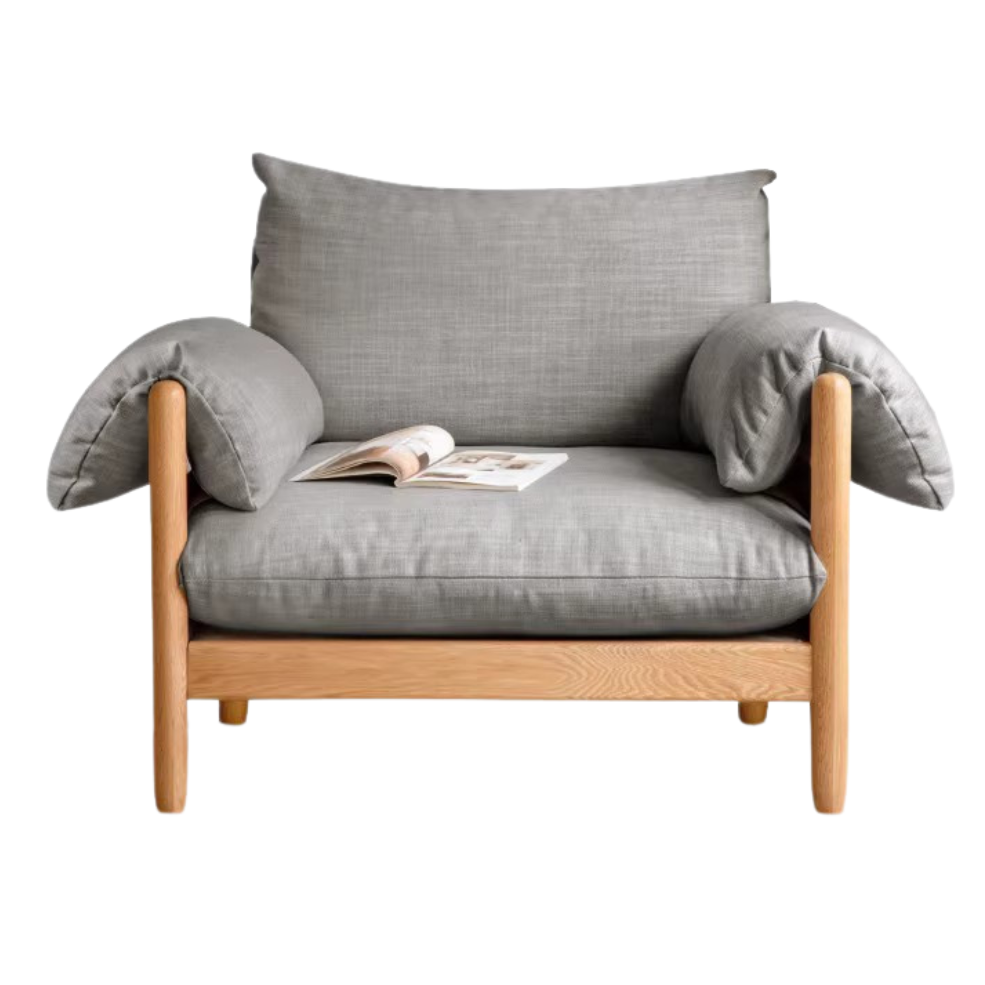 Oak solid wood fabric sofa)