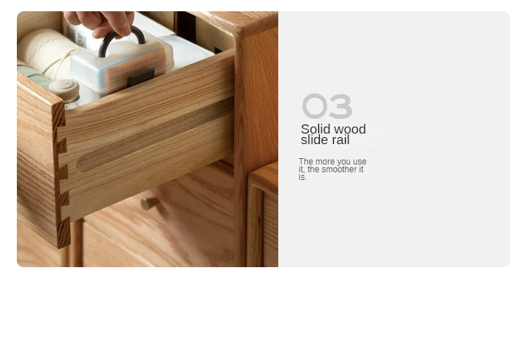 Oak, Beech solid wood side cabinet, multi-functional storage: