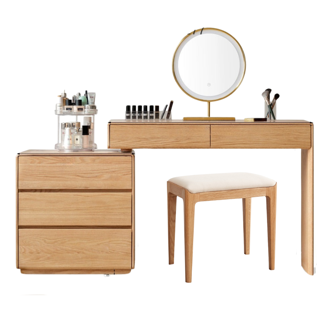 Oak solid wood dressing table storage cabinet retractable: