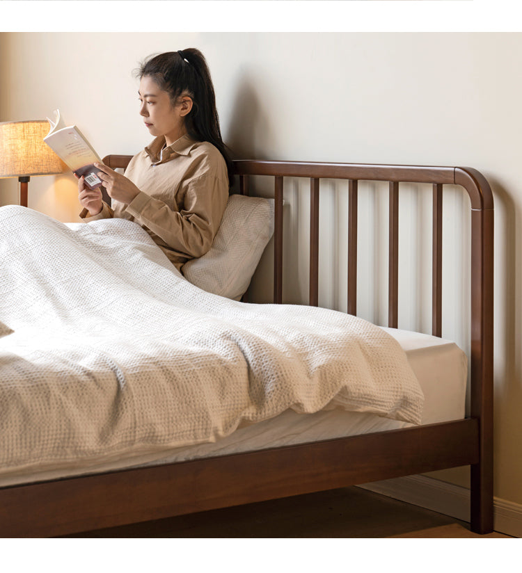 European Beech Solid Wood Bed Modern Simple.