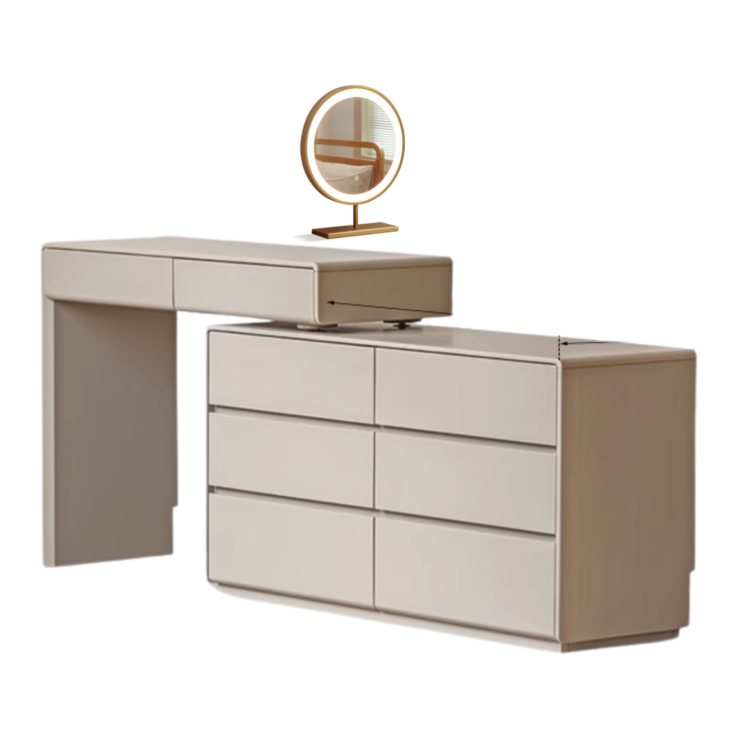 Poplar solid wood L shape Dressing table: