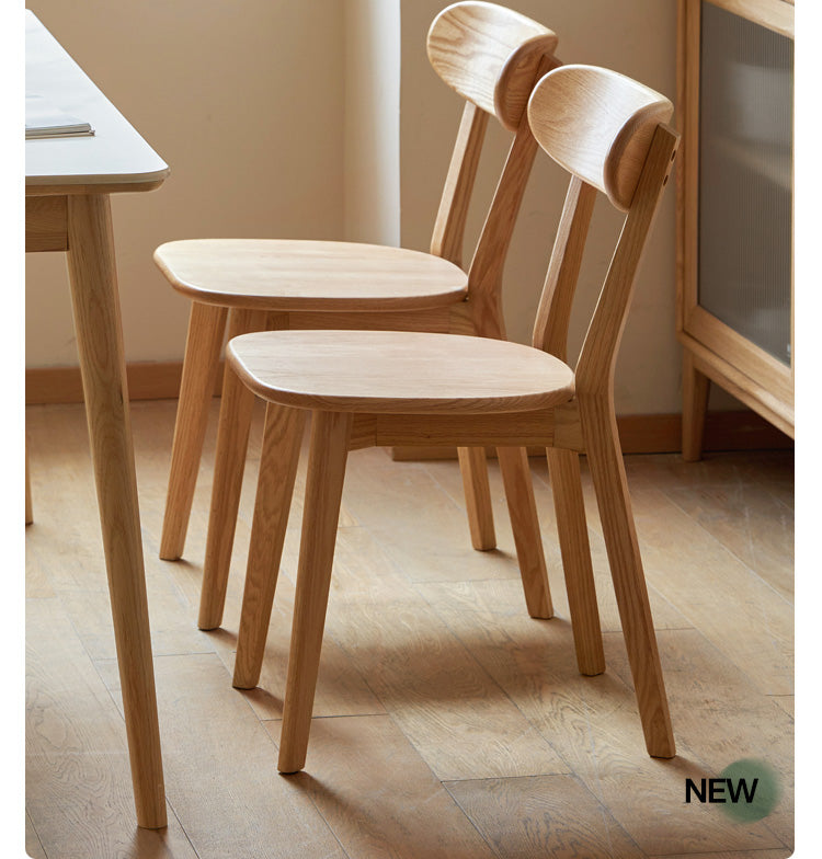 Oak solid wood curved backrest dining chair: