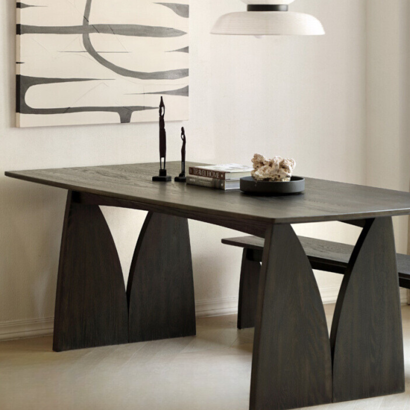 Oak Solid wood Edit Smoked color dining table