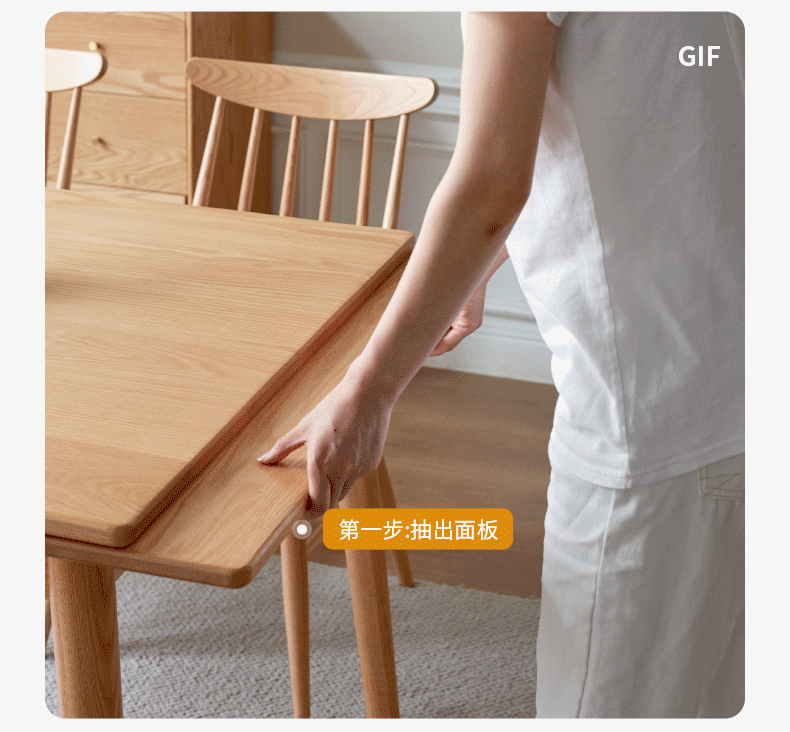 Oak solid wood Retractable dining table large tabletop