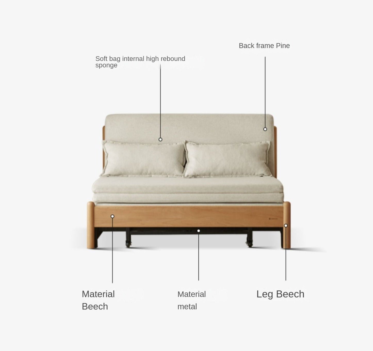 Beech, Birch solid wood sofa bed, Sleeper sofa