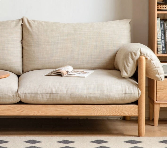 Oak solid wood fabric sofa)