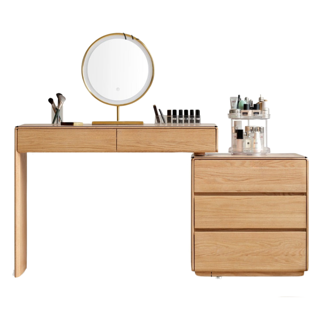 Oak solid wood dressing table storage cabinet retractable: