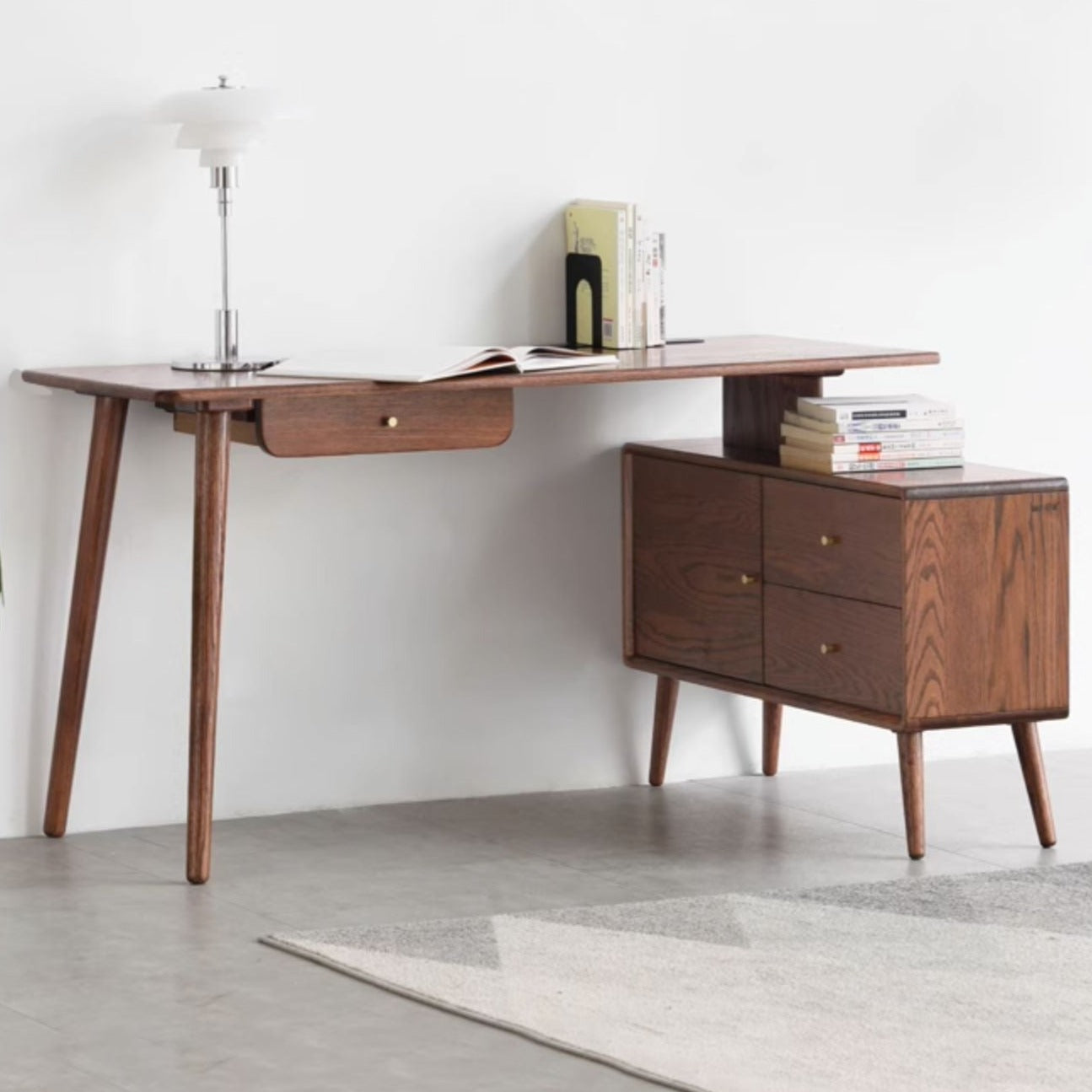 Oak Solid Wood Corner Modern Telescopic Desk