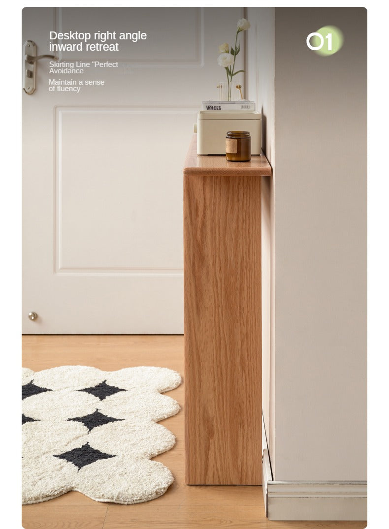 Oak solid wood entrance table corridor wall strip case ultra-narrow table: